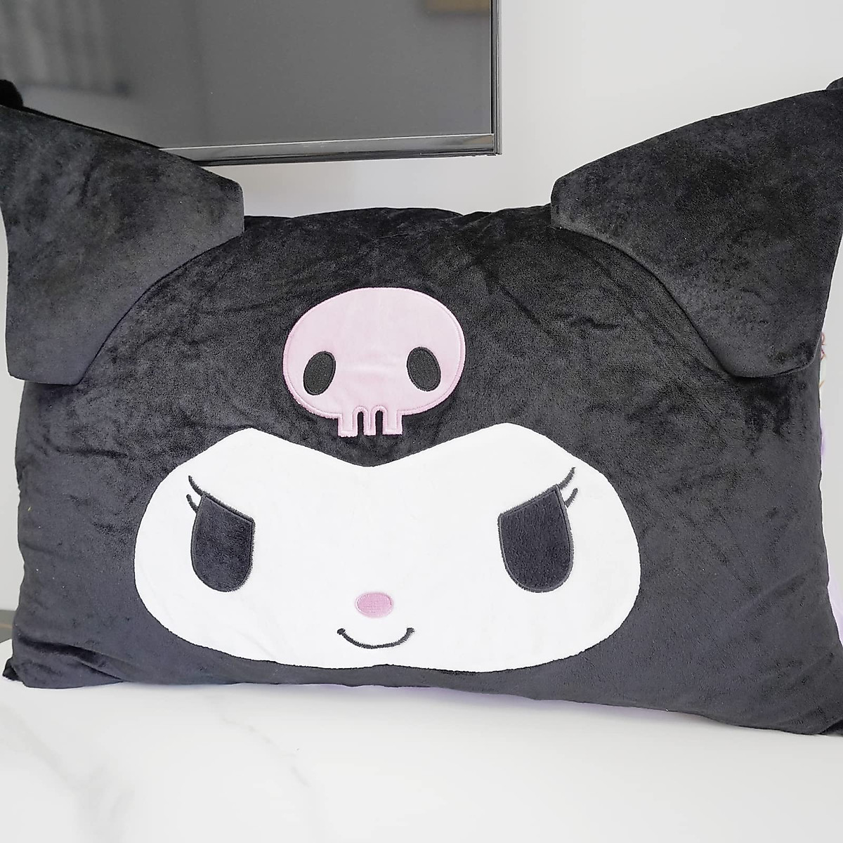 AMZROMI Kawaii Pillow case,Cotton Girl Black Pillow Covers,Cute Pillow,Cute Girl Plush Pillow Slips,for Dormitory/Decorative Bedroom/Livingroom,6242CM