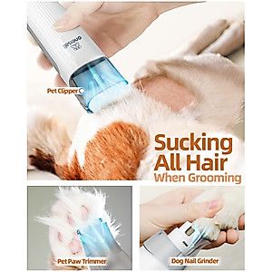 oneisall Dog Hair Vacuum & Dog Grooming Kit, Pet Grooming Vacuum with Pet Clipper Nail Grinder, 1.5L Dust Cup Dog Brush Vacuum with 7 Pet Grooming Tools for Shedding Pet Hair, Home Cleaning