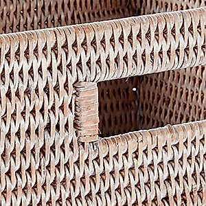 KOUBOO La Jolla Rattan Shelf Handles, Medium, White-Wash Storage Basket