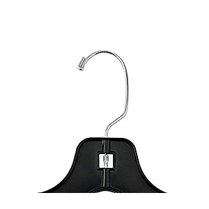 NAHANCO 2505MG Plastic Shirt Hanger, Middle Heavy Weight, 17", Black with Molded Rubber Grippers and Chrome Hook, Black (Pack of 100)