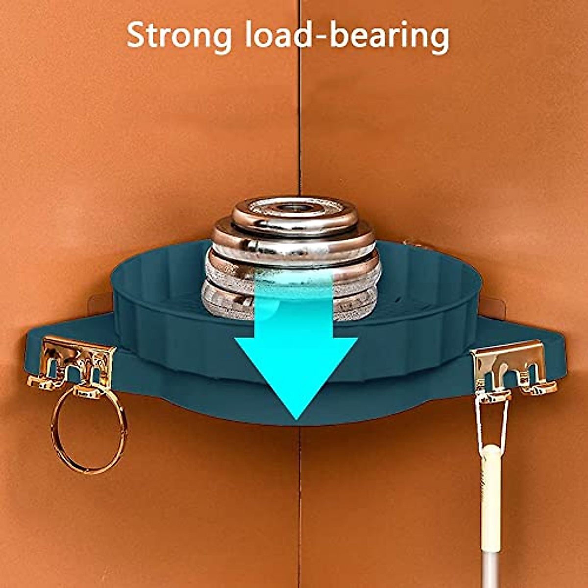 Creamoon 1 PCS Corner Shower Box Shelf,Wall-Mounted Aluminum Glue Shower Shelf,Toilet,Shampoo,Storage Shelf for Bathroom and Kitchen,No Drilling(Green) Y7TK19D047162JS