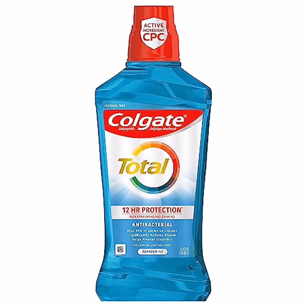 Colgate Total Advanced Pro-Shield Alcohol Free Mouthwash, Antibacterial Formula, Peppermint Blast, 33.8 Ounce