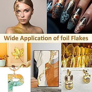 CHMI Gold Foil Flakes for Resin -15g, Jewelry Making, Imitation Gold Foil Flakes Metallic Leaf for Nails, Painting, Crafts, Slime and Resin Jewelry Making (Gold, Silver, Copper Colors)