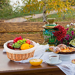 Nicunom Bread Basket for Serving, Large Bread Storage Basket with Removable Liner & Cover, Wicker Fruit Basket Picnic Basket Easter Gift Baskets Rattan Basket for Sourdough Bread