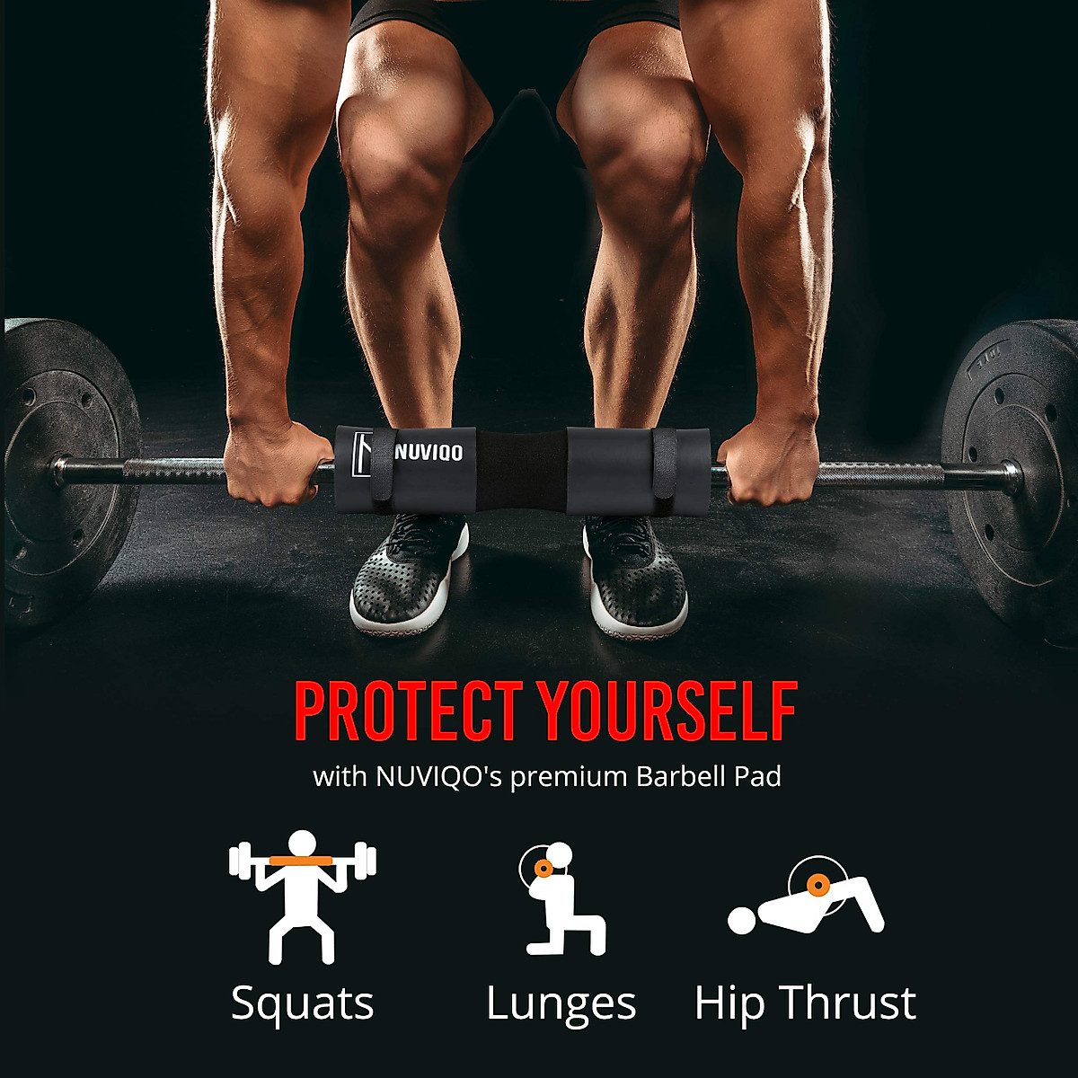 Cushioned Barbell Pad for Lunges and Hip Thrusts - Protects Neck and Shoulders During Barbell Training