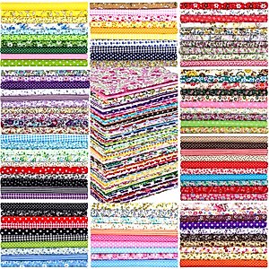 Kingdder 200 Pcs 10 x 10 Inch Cotton Fabric Squares for sewing Craft Fat Quarters Bundle Squares Patchwork Fabric for DIY Crafts Scrapbooking Cloths Handmade Accessory (Cartoon)