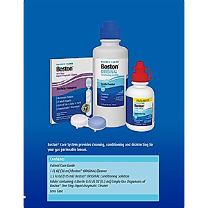 Contact Lens Solution by Boston, Boston Original Complete System for Gas Permeable Contact Lenses, 1 Fl Oz Original Cleaner, 3.5 Fl Oz Solution, 5 One Step Liquid Enzymatic Cleaners and 1 Lens Case