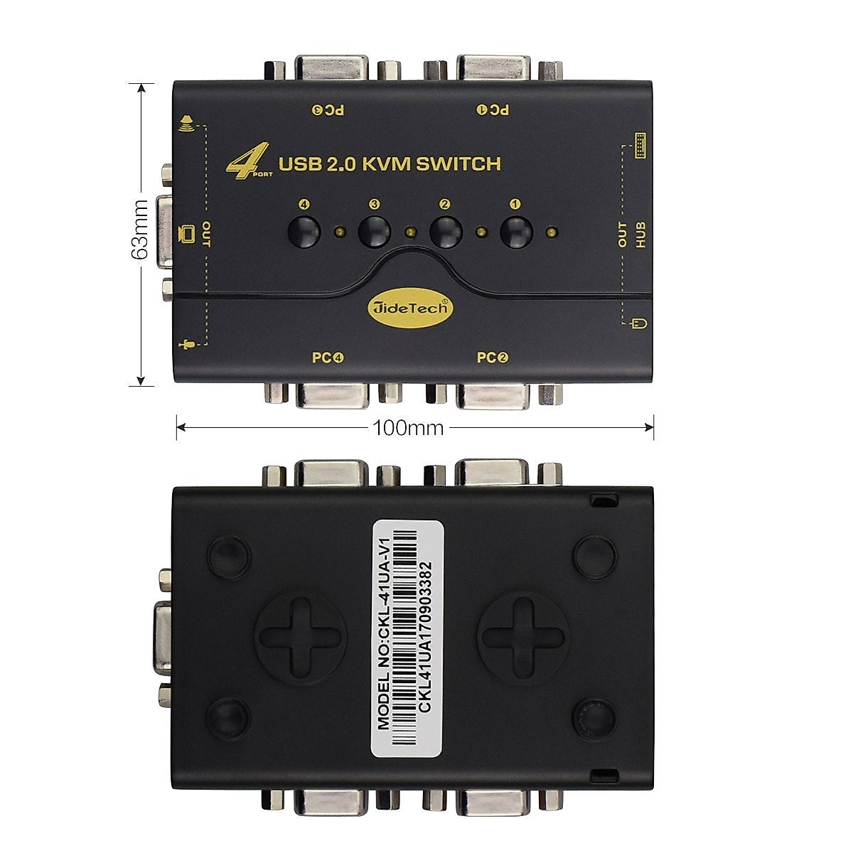 4 Port VGA KVM Switch with USB Hub and Audio Support Wireless Keyboard Mouse Connection and Push Button Switching Function