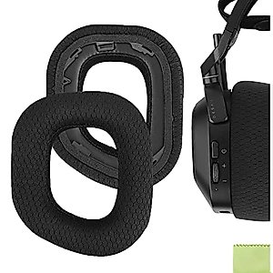 Geekria Comfort Mesh Fabric Replacement Ear Pads for Corsair HS80 RGB Wireless Headphones Ear Cushions, Headset Earpads, Ear Cups Cover Repair Parts (Black)