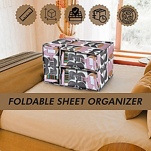 Foldable Bedding Organizer, Storage Bins for Bed Sheets, Duvet Covers and Pillowcases, Blankets, Clothes 2 pack(Queen or King) (retro flower)