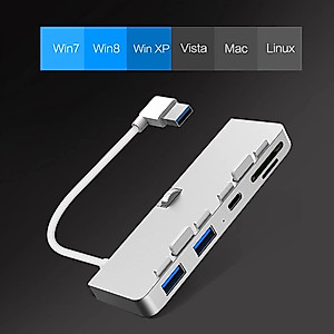 SHYPT Multifunctional USB Splitter，Aluminum Alloy USB 3.0 Hub Adapter Splitter with SD/TF Card Reader