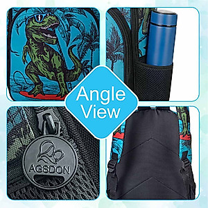 gxtvo 3PCS Dinosaur Backpack Boys, 16" Kids Preschool Elementary Dino Bookbag and Lunch Box