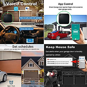 Smart WiFi Garage Door Opener, WiFi Smart Garage Door Controller Compatible with Alexa and Google Assistant, No Hub Needed, Smart Life/Tuya APP Remote Control