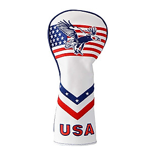 PLUSKER Golf Club Head Cover USA Flag and Eagle Pattern for Driver Patriotic Headcover
