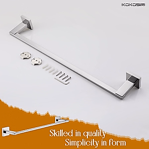 KOKOSIRI Bath Towel Bar Chrome Bathroom Hardware Towel Holder Wall Mounted for Kitchen Toilet 24 Inches Necklace Holder Polished Stainless Steel B4006CH-L24