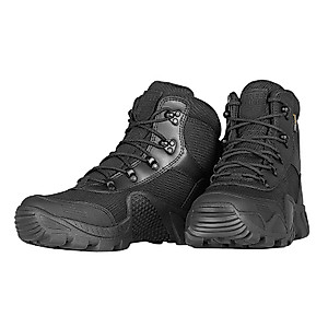FREE SOLDIER Men's Waterproof Hiking Boots Tactical Work Boots Outdoor Lightweight Military Boots(Black, US 11