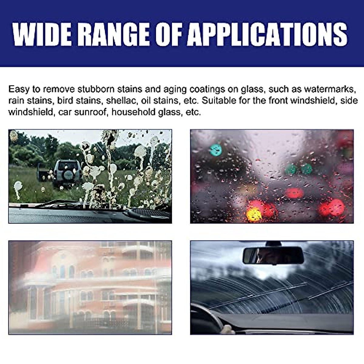 KCRPM Pushue Car Glass Oil Film Remover, 150G Glass Oil Film Remover for Car, Car Glass Oil Film Remover, Car Cleaner Glass Oil Film Remover Windshields Cleaning Liquid (1Set)