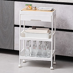EYHLKM Kitchen Storage Basket Trolley Home Storage Rack Wheel Storage Rack for Bathroom (Color : A, Size : 40cm*68cm)