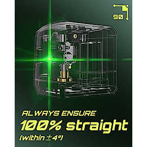 LASGOO Laser Level Self Leveling, Green Cross Laser Line with Vertical and Horizontal for Picture Hanging and Construction, Magnetic Rotating Stand and Portable Case Included, Green
