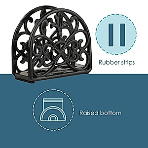 Fleur De Lis Design Cast Iron Napkin Holder, By Home Basics (Black) / Napkin Holders For Kitchen/Table Napkin Holder With Non-Skid Feet/Doubles As Storage For Small Papers