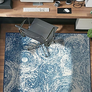 Rugshop Contemporary Distressed Circles Soft Area Rug 8' x 10' Blue