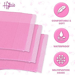 Dental Bib(125 Pack) – Pink Dental Bibs Disposable – Multipurpose & Waterproof Tattoo Bibs – Soft & Flexible Pink Bibs for Dental Tray Covers – 3-Layer Protection Nail Napkins for Acrylic (Pink)