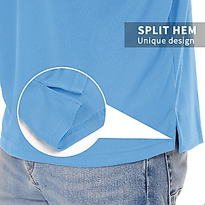 CRYSULLY Mens Cargo Shirts Polo Shirt Tactical Relaxed Fit Golf Polo Shirt Sky Blue