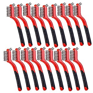 Wire Scratch Brush Set Soft Grip for Rust, Dirt & Paint Scrubbing with Deep Cleaning (18, 18PCS - Stainless Steel Wire)