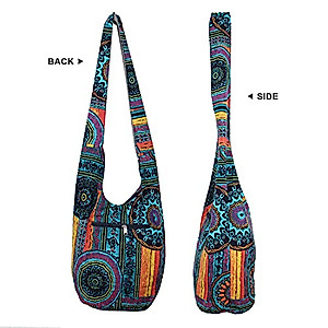 Crossbody Bags for Women Canvas Hippie Hobo Bags Large Shoulder Bag Retro Sling Cross Body Handmade Handbags,Blue Purple