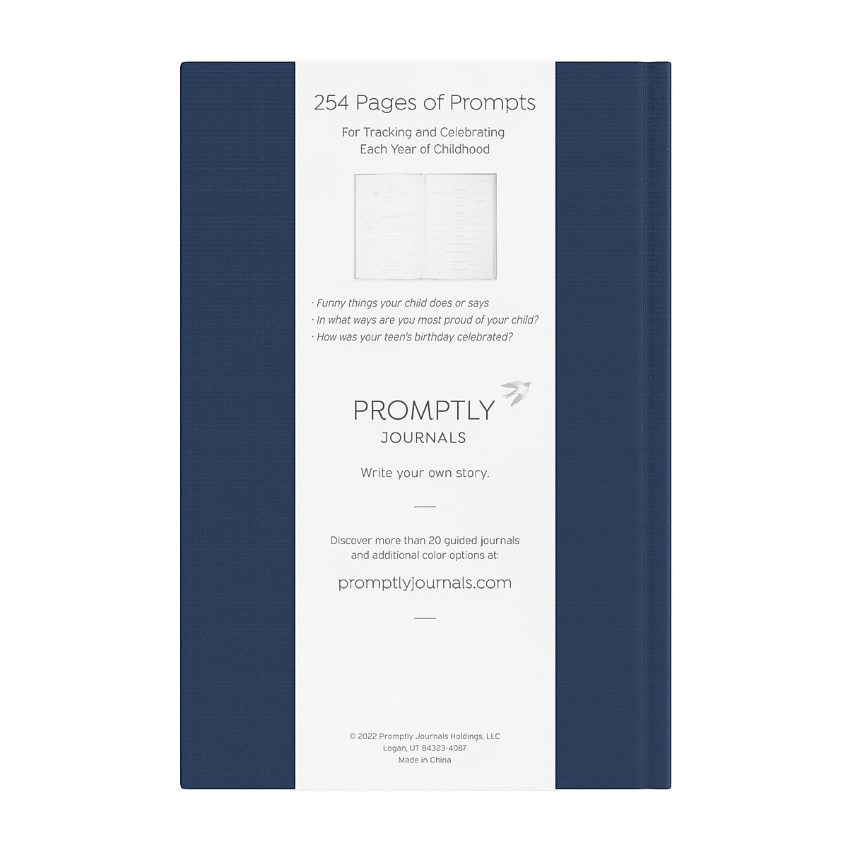 Promptly Journals, A Complete Childhood History: From Pregnancy to 18 Years Old (Navy Blue, Linen) | Baby Book and Pregnancy Journal | Baby Memory Book