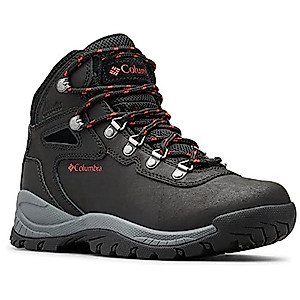 Columbia womens Newton Ridge Plus Waterproof Hiking Boot, Black/Poppy Red, 8 US