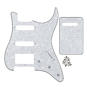 IKN 4Ply White Pearl Strat Guitar HSS Pickguard Tremolo Cavity Cover Fit Fender Standard Stratocaster Style Guitar Part