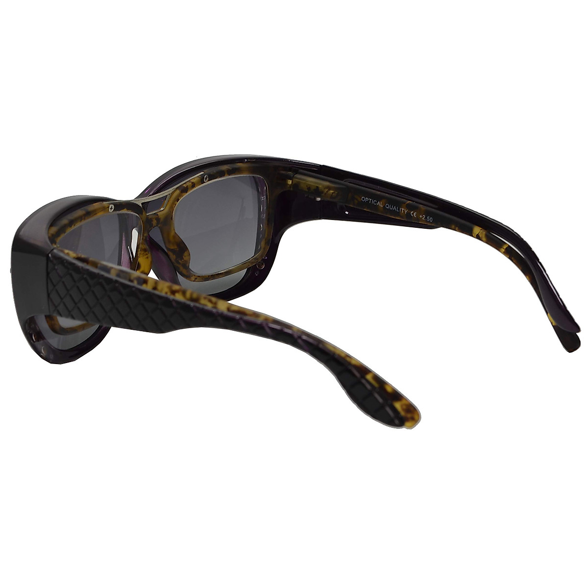 PZ - Polarized Women Sunglasses Wear to Cover Over Prescription Glasses UV Protection (Black Purple + Polarized Grey)