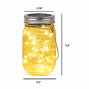 Solar Mason Jar Lights Outdoor Hanging Lights 6 Pack 30 Led String Fairy Lights Solar Lanterns Decorative Garden Lights Jar Table Lamp for Patio Party Garden