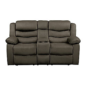 Lexicon Mabel Wall-Hugger Manual Double Reclining Loveseat, Brown