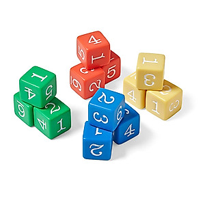 hand2mind Plastic 3/4-inch Color Number Dice (Set of 12)