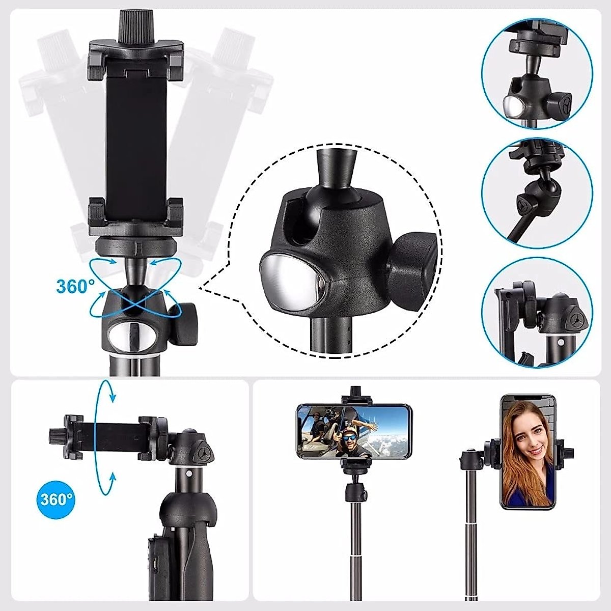 Tripod Monopod Selfie Stick, Long Extendable with Wireless Remote Shutter Control Phone Clip Holder，Compatible with All Cellphones