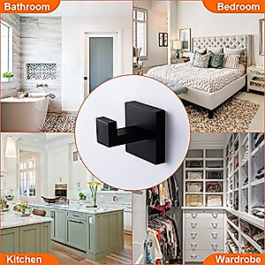 Taucent Bath Towel Hook, Matte Black Robe Hook for Bathroom Wall Mounted Heavy Duty Hook 304 Stainless Steel Robe Hooks for Bathroom Kitchen(2 Pack)