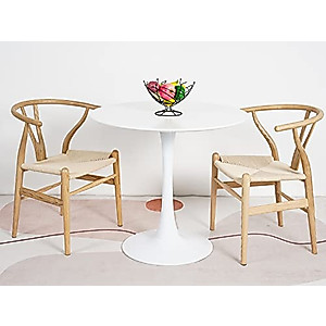 Tomile Solid Wood Wishbone Chair Y Chair Mid-Century Armrest Dining Chair, Hemp Seat (Ash Wood - Natural Wood Color)