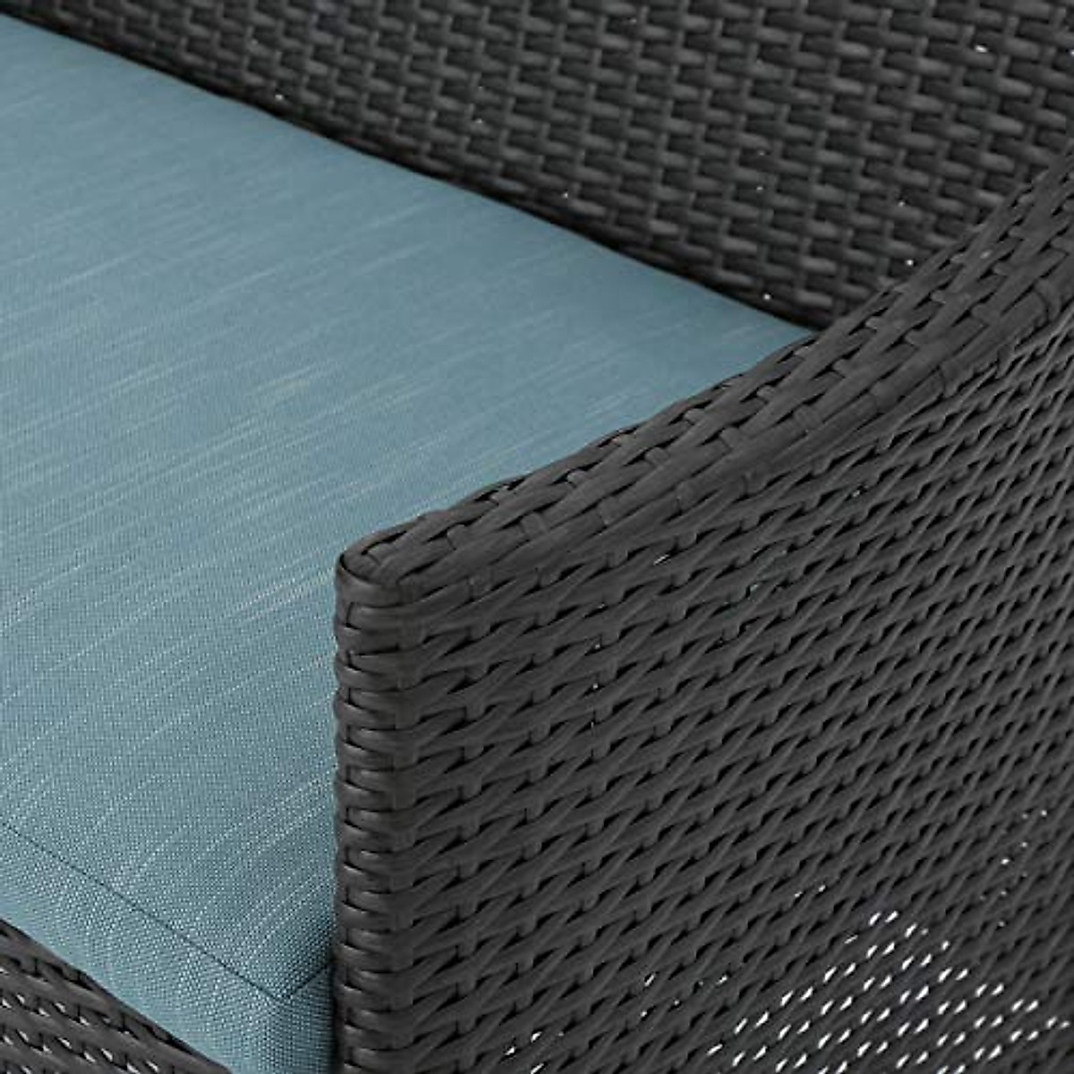 Christopher Knight Home Malta Outdoor Wicker Loveseat and Coffee Table Set with Water Resistant Cushions, Grey / Teal Cushion