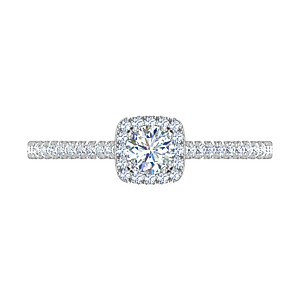 FINEROCK 1/2 Carat Diamond Cushion Shape Halo Engagement Ring in 14K White & Rose Gold (Ring Size : 8) (I1-I2 Clarity)