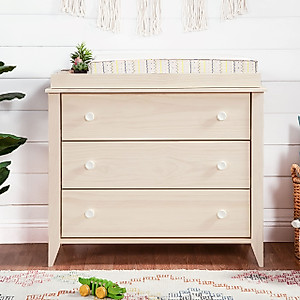 Babyletto Sprout 3-Drawer Changer Dresser with Removable Changing Tray in Washed Natural and White, Greenguard Gold Certified