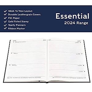 Collins Essential A4 Diary Week to View Planner 2024 - Eco Friendly, Recycled Paper, Fully Recyclable - Complete Planner 2024 Daily Weekly and Monthly - A4 Size (Black)