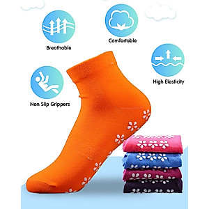Vicenpal 45 Pairs Non Slip Socks Non Skid Socks Yoga Socks Women Men Slipper Socks with Grippers Foot Pattern Skid Proof Socks for Hospital Barre Pilates, 15 Colors …