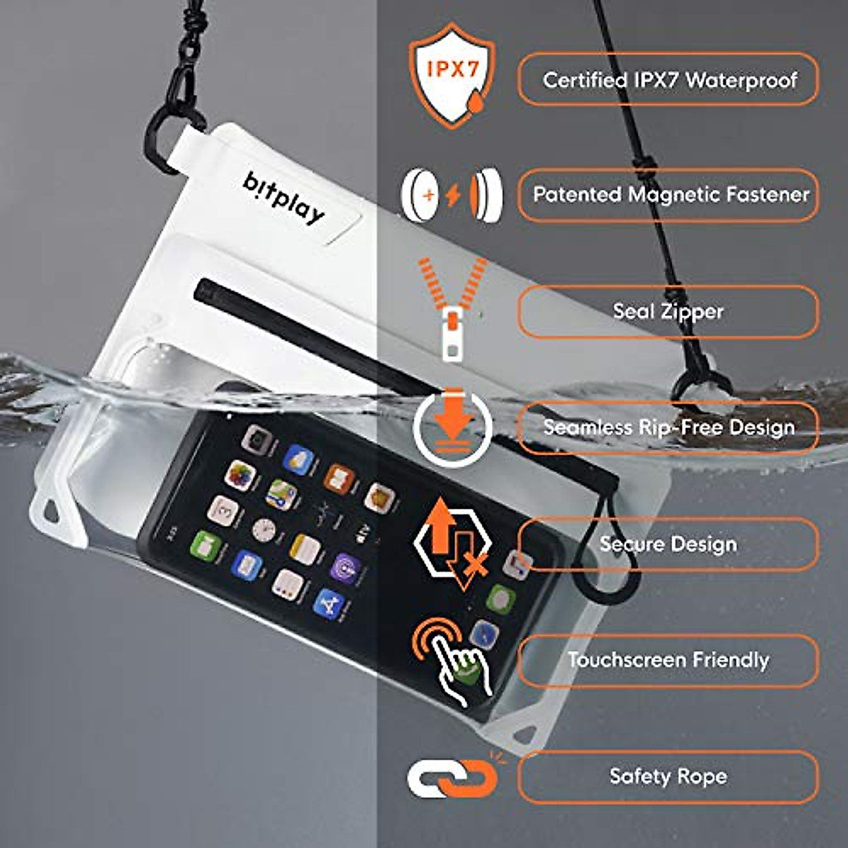 bitplay AquaSeal Waterproof Bag in Sand - Dry Bag/Sacoche/Phone Pouch with Adjustable Strap for Phone and Valuables