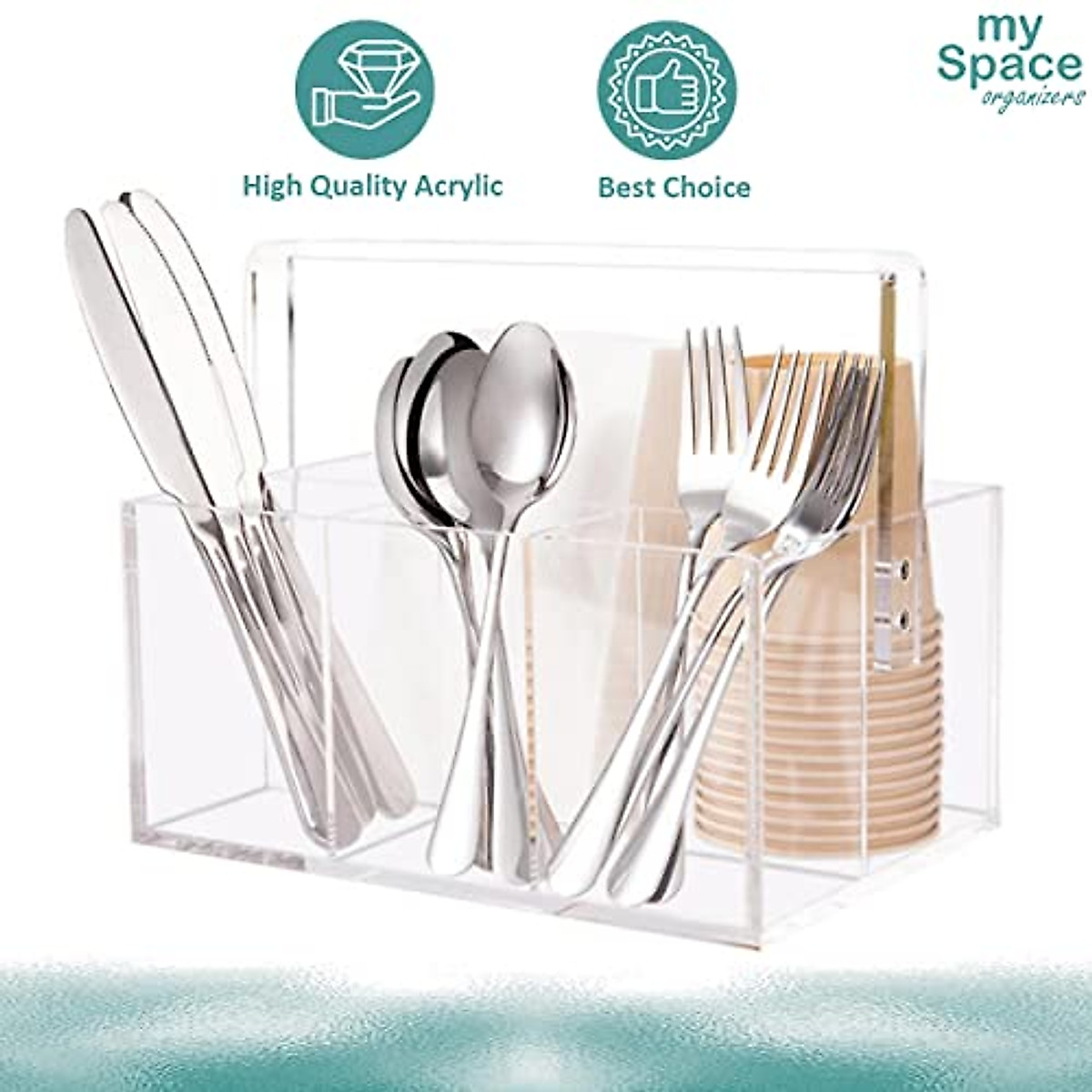 Utensil Holder Silverware Caddy Countertop Cutlery Organizer For Napkins Flatware Spoon Fork Knife For Picnic Party Plastic Acrylic