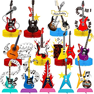 Music Guitar Honeycomb Centerpieces 13Pcs Guitar Birthday Party Table Centerpieces Rock Guitar Table Decorations Music Birthday Party Decoration for Music Instrument Baby Shower Supplies