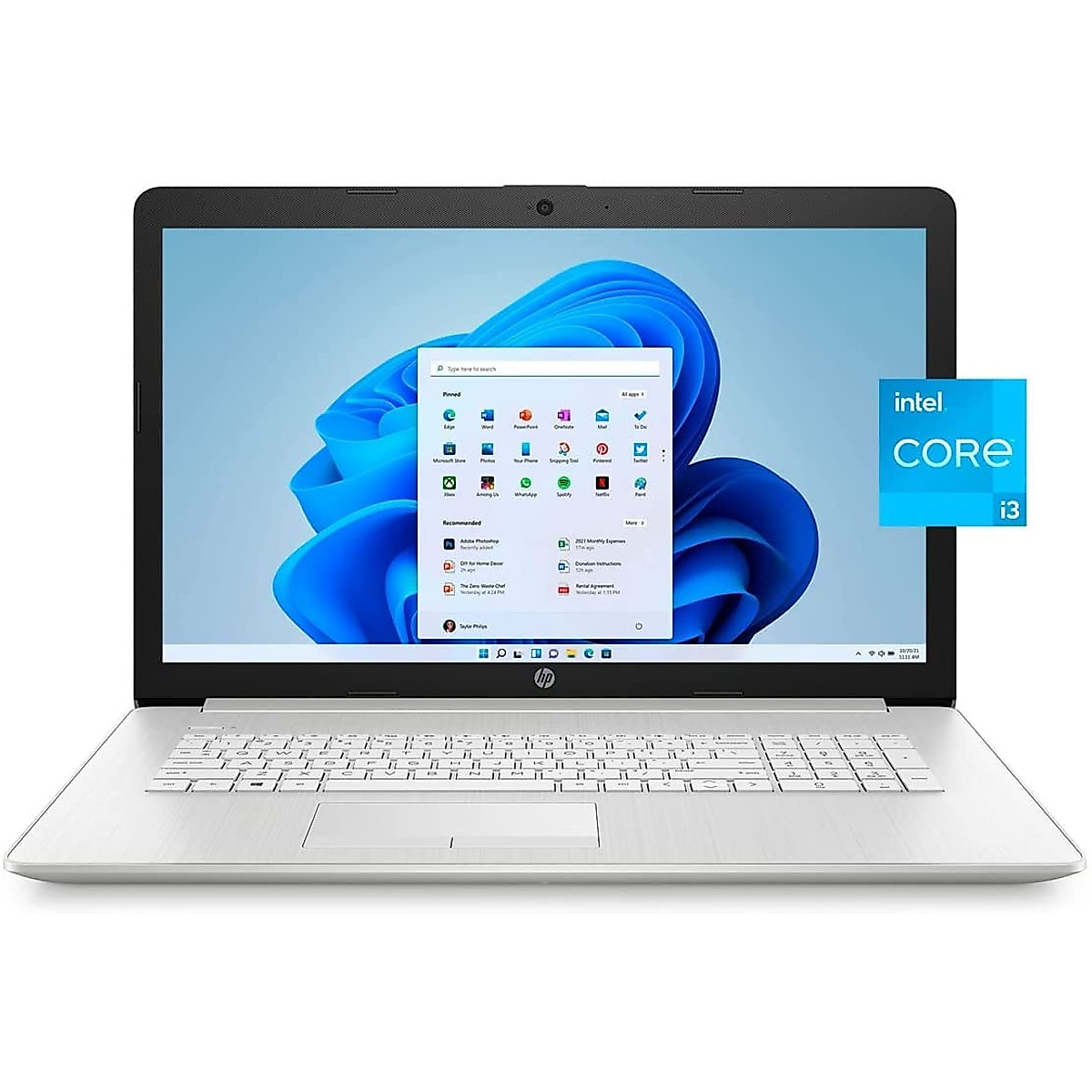 HP 17" FHD Laptop, 11th Gen Intel Core i3-1115G4, Dual-Core, up to 4.1 GHz, 8GB DDR4 RAM, 512GB PCle SSD, WiFi, Bluetooth, Webcam, HDMI, RJ-45, Windows 11 with JAWFOAL