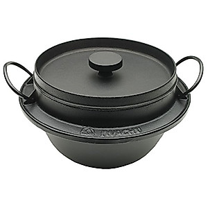 Iwachu 410-718 Japanese Cast Iron Gohan Nabe Rice Cooker, Black