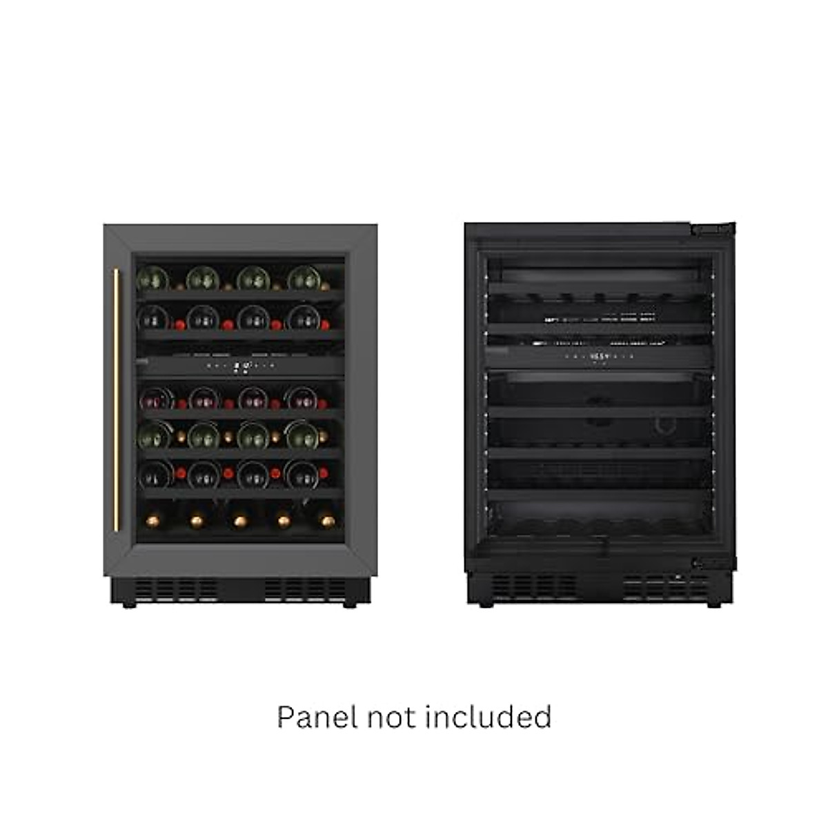 KoolMore KM-CW46DZ-BPR Reserve 24 in. Under-Counter Panel Ready Dual Zone Built-in Wine Cooler with Black Shelves and 45 Bottle Capacity